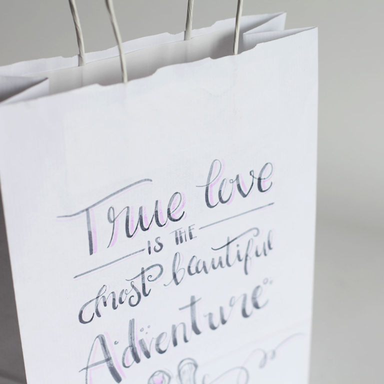 DIY modern calligraphy gift bags