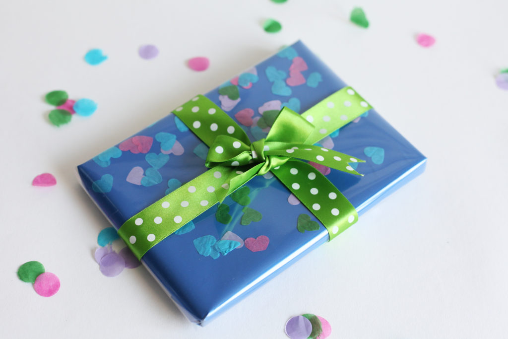 blue green ribbon gift wrap