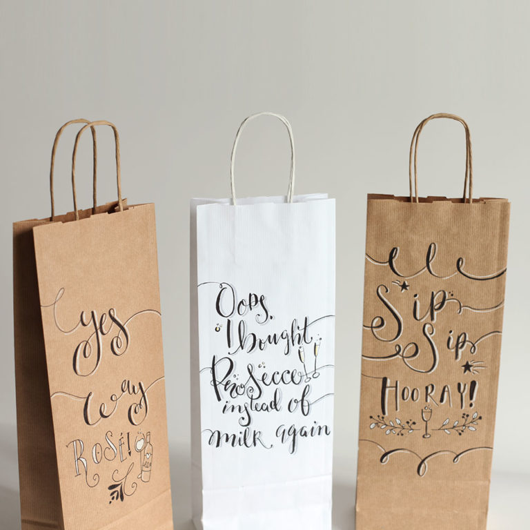 DIY modern calligraphy gift bags